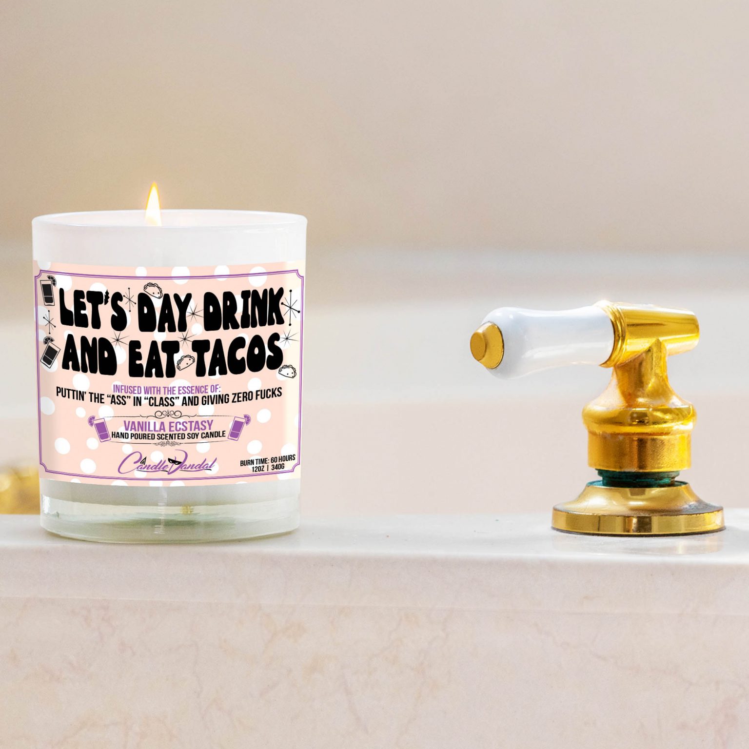 Let's Day Drink and Eat Tacos Funny Novelty Candle