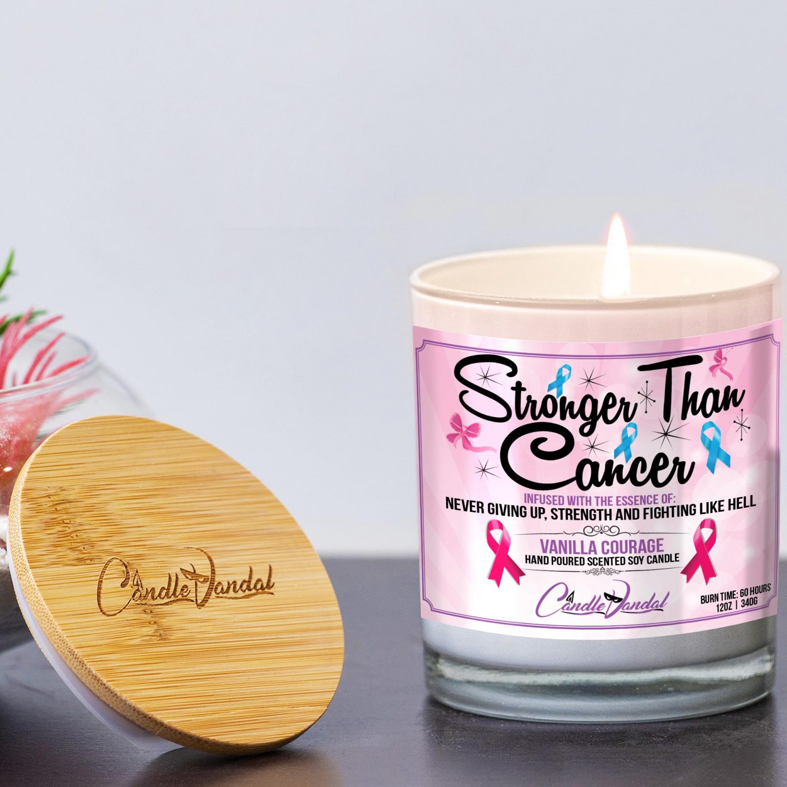Stronger Than Cancer Candle | Cancer Awareness Candle